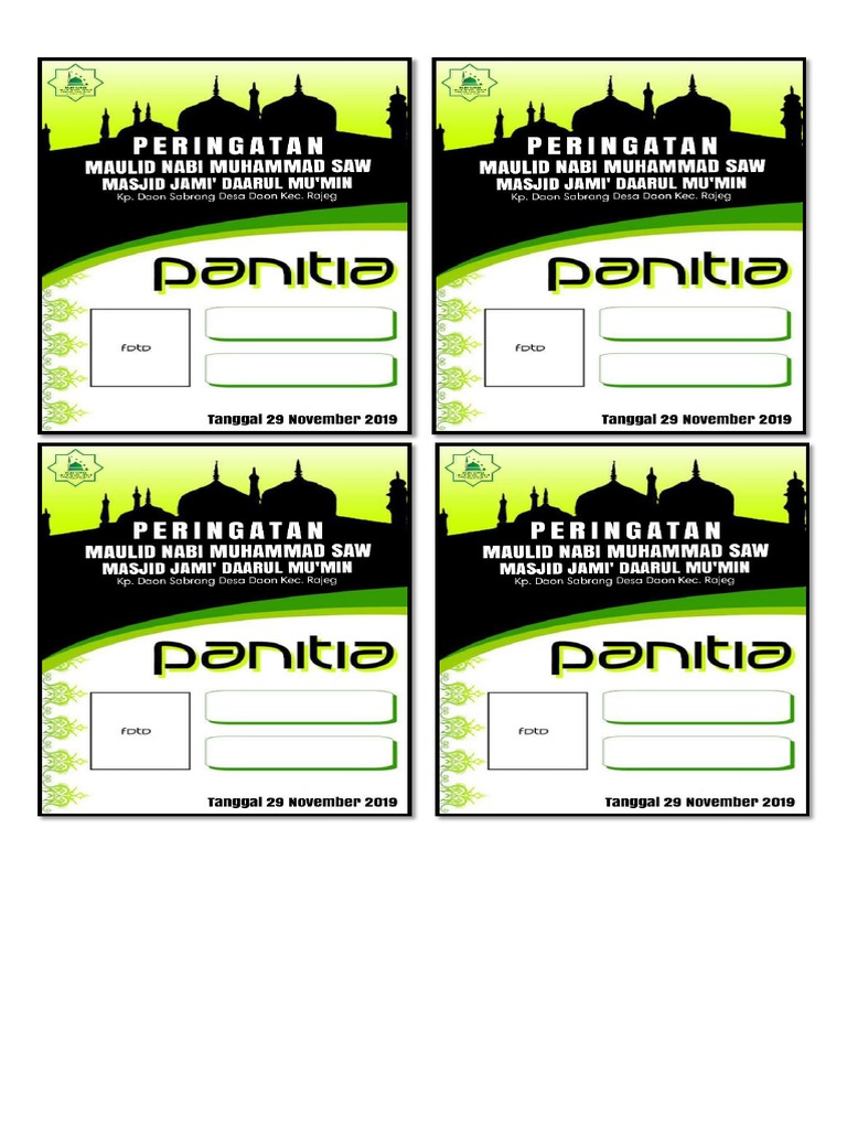 Contoh Hasil Desain ID Card/ CoCard Panitia Acara Gizi, 52% OFF