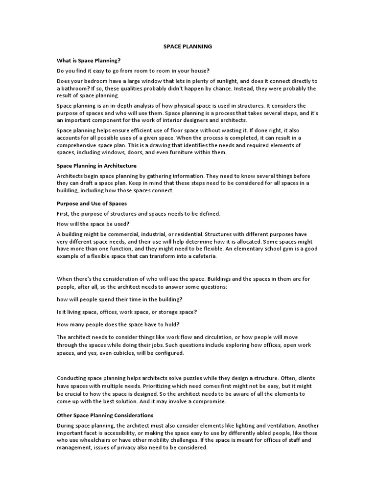 Space Planning | PDF | Design | Space