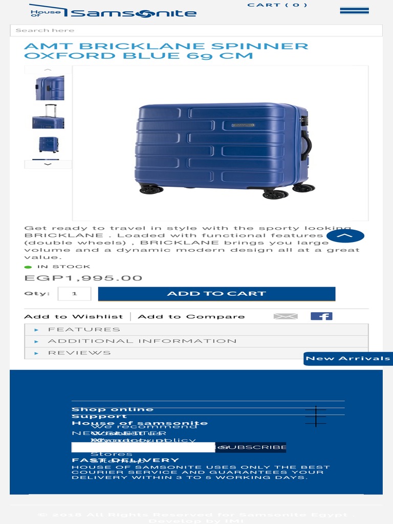AMT BRICKLANE SPINNER OXFORD BLUE 69 CM - English Samsonite Egypt | PDF
