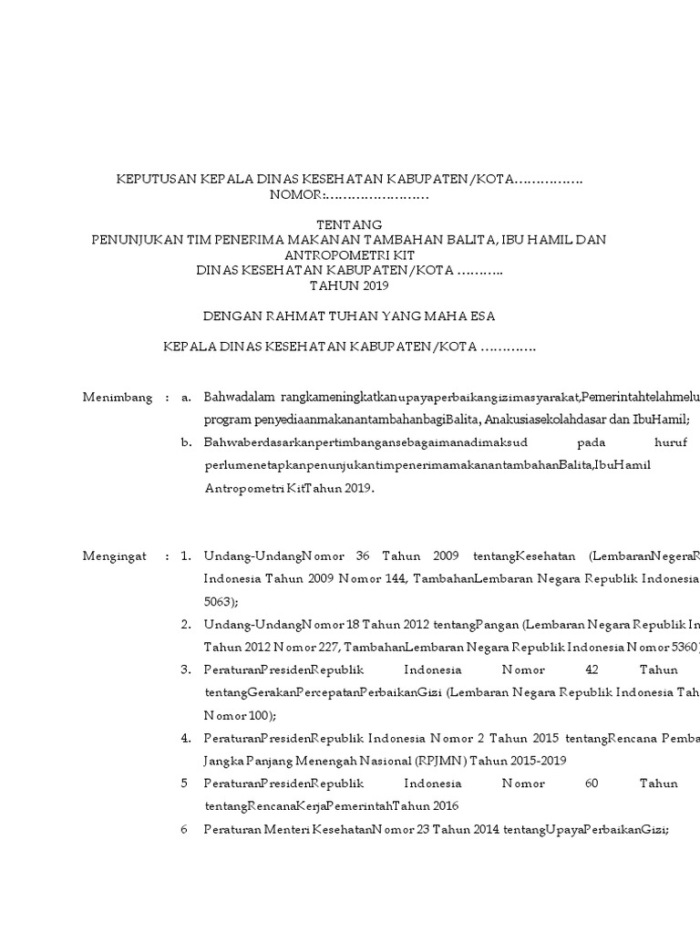 Draft SK Tim Penerima PMT Dan Antro Kit 2019 | PDF