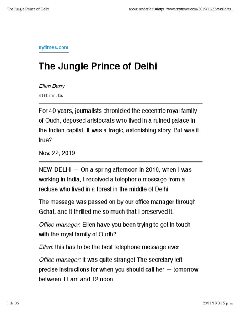 The Jungle Prince of Delhi PDF | PDF | Nature