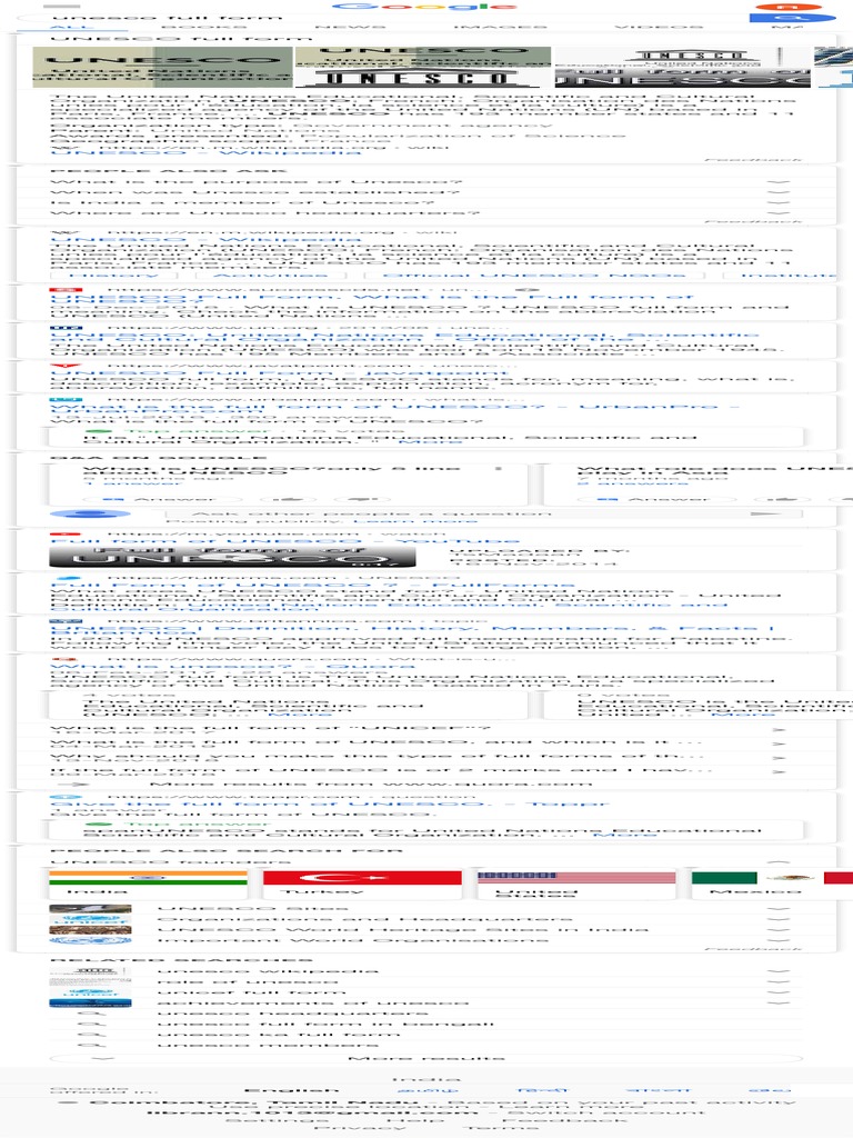 Unesco Full Form - Google Search | PDF | Unesco | United Nations