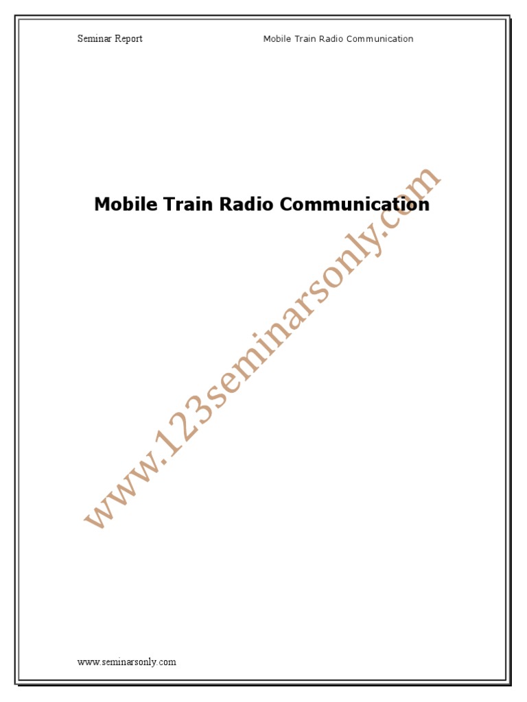 Mobile Train Radio Communication | PDF | Duplex (Telecommunications ...