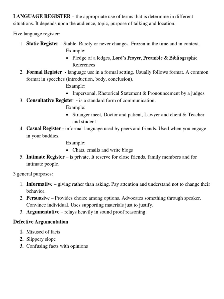 Language Register | PDF