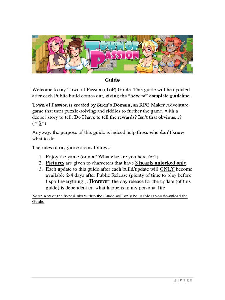 Town of Passion Complete Guide | PDF | Leisure