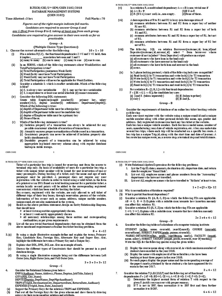 Database Management Systems (Csen 3102) PDF | PDF | Data Management Software | Information ...