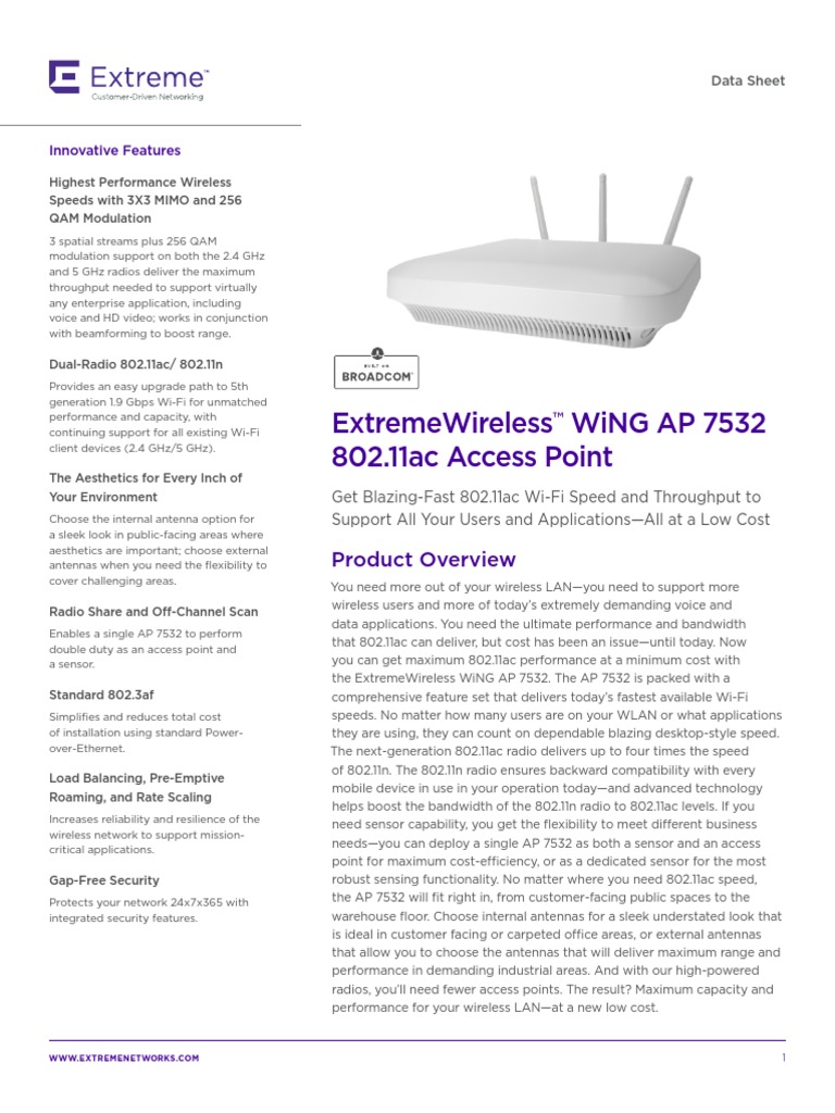 Ap 7532 Data Sheet | PDF | Ieee 802.11 | Wireless Access Point