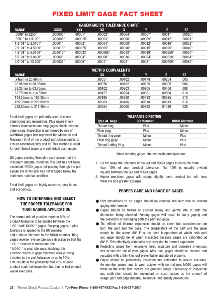 Gagemaker's Tolerance Guide | PDF | Engineering Tolerance | Applied And ...