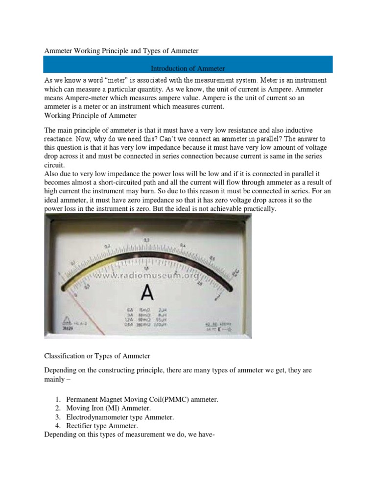 Ammeter Principles and Types Explained | PDF | Electric Current | Inductor