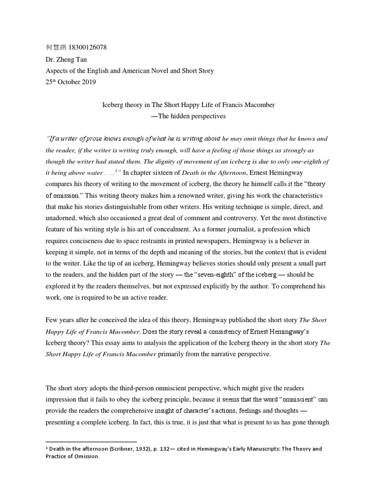 The Short and Happy Life of Macomber | PDF | Narration | Ernest Hemingway