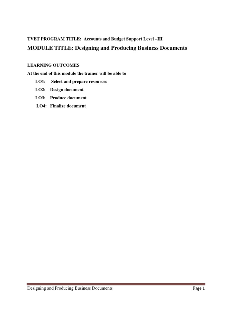 Designing and Producing Business Documents PDF | PDF | Microsoft Word ...