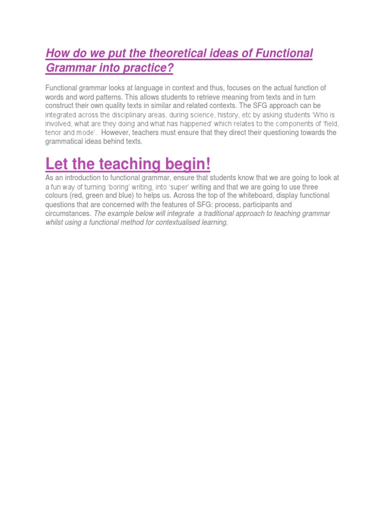 Functional Grammar | PDF | Question | Word