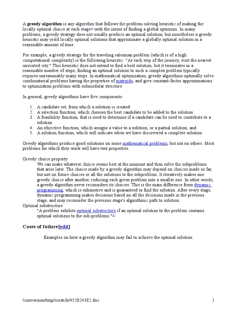 A Greedy Algorithm | PDF | Combinatorics | Computational Science