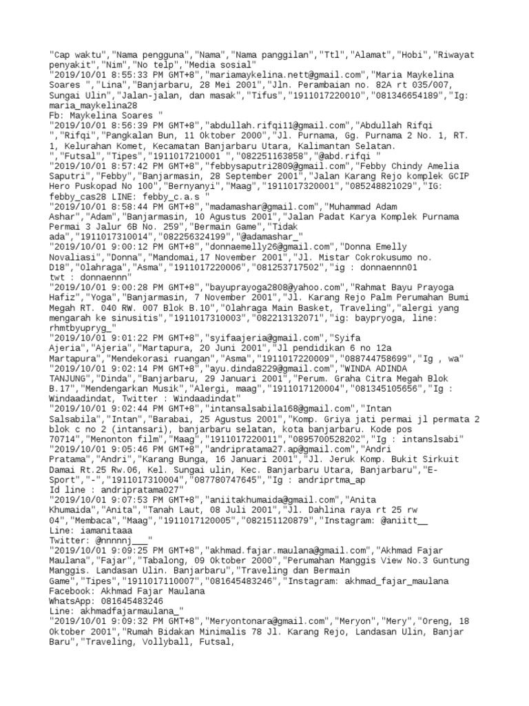 Biodata LKMM-PD 2019 | PDF