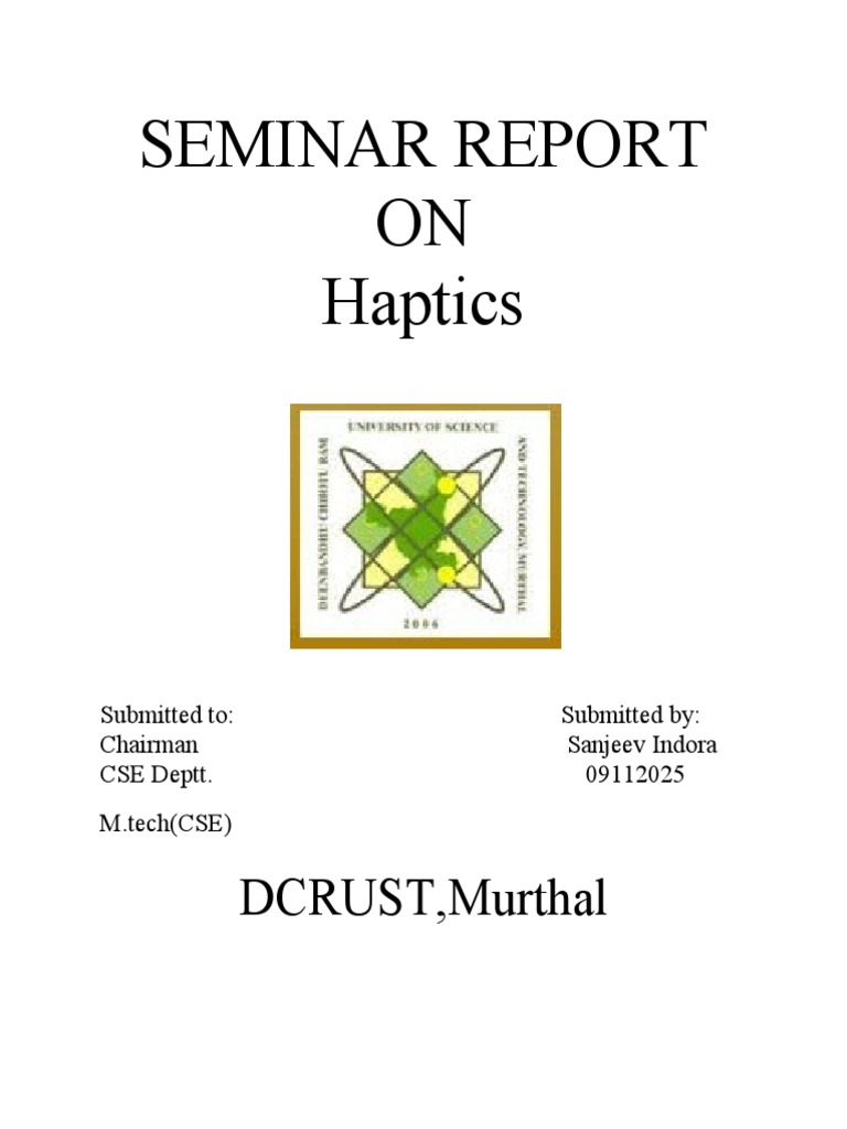 Final Report On Haptics | PDF | Virtual Reality | Simulation