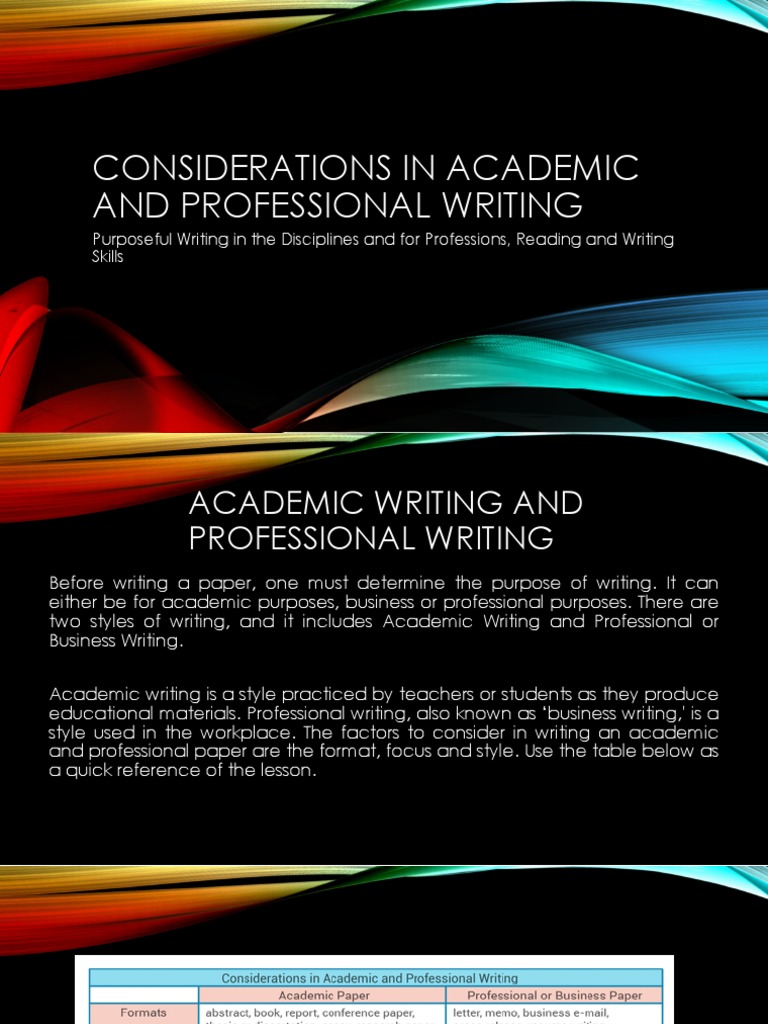 Considerations in Academic and Professional Writing | PDF | Academic ...