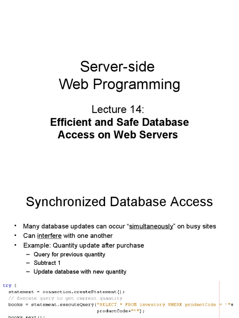 Server-Side Web Programming: Efficient and Safe Database Access On Web Servers | PDF | Databases ...