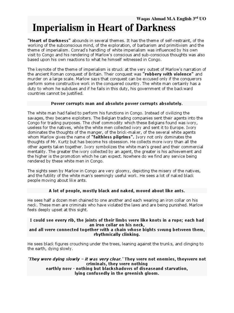 Imperialism in Heart of Darkness PDF | PDF | Heart Of Darkness | Violence