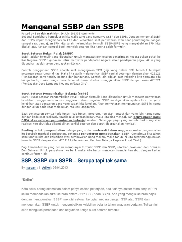 Mengenal SSBP Dan SSPB | PDF