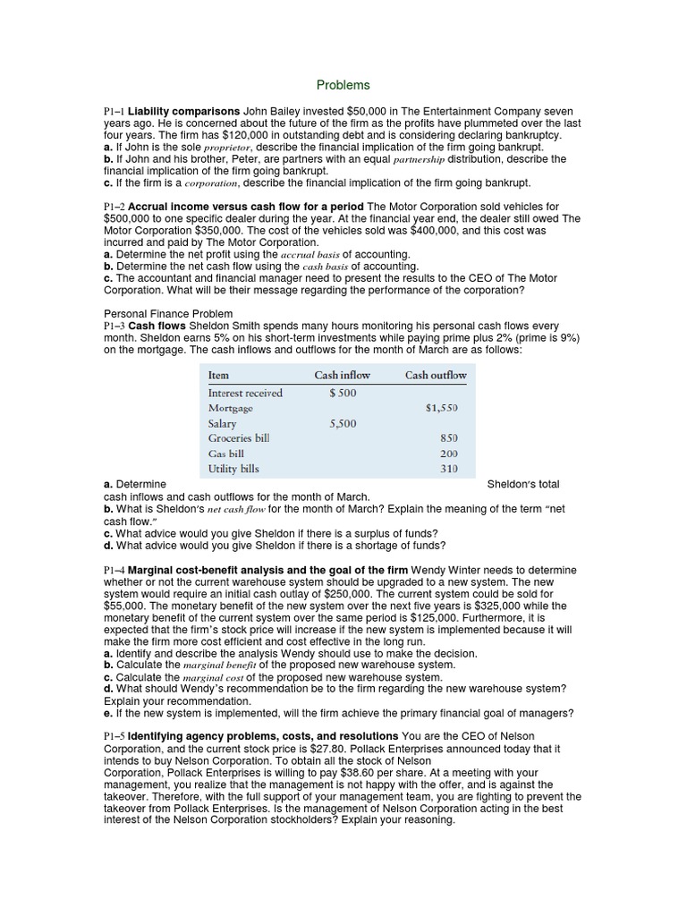 Chapter 1 Problems | PDF | Stocks | Debt