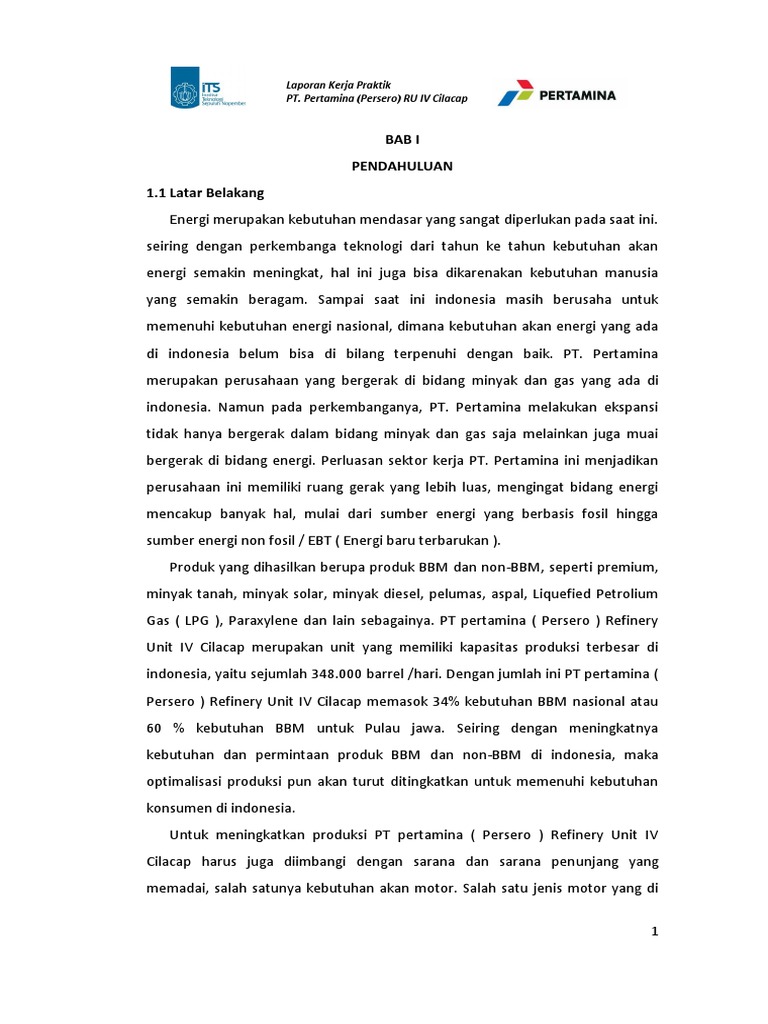 Laporan KP Pertamina Ru Iv Cilacap | PDF