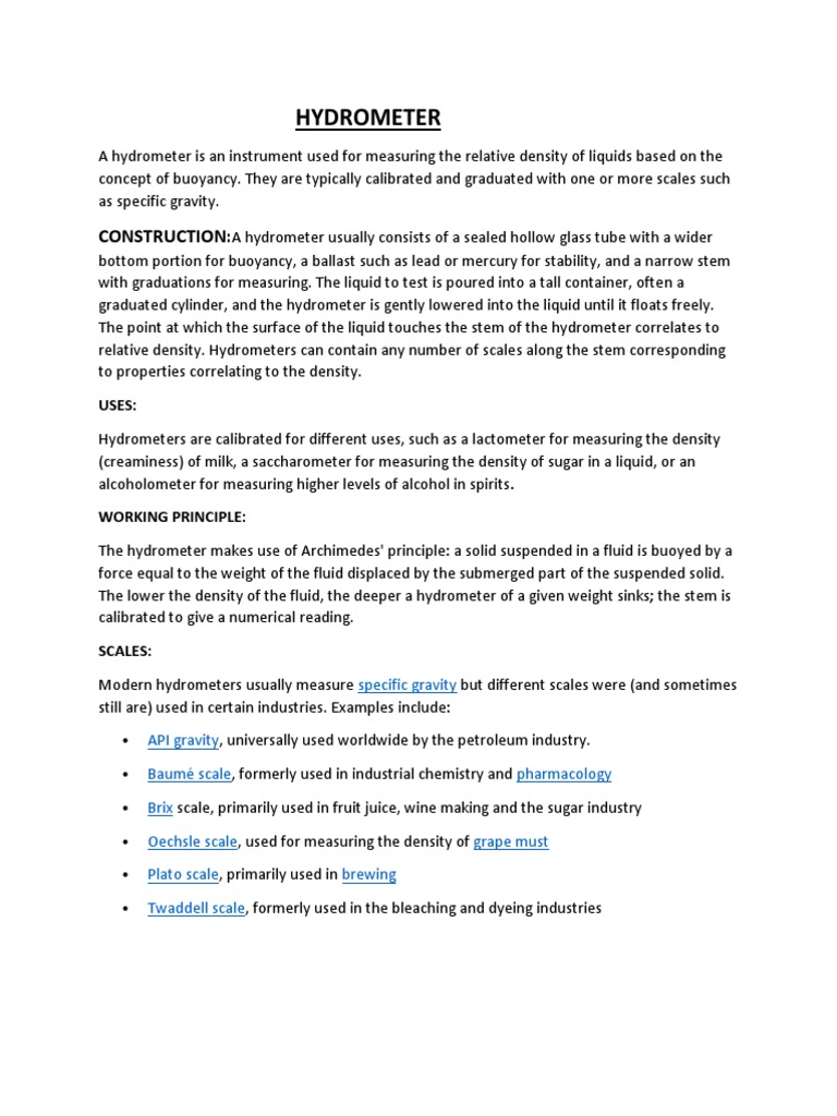 Hydrometers | PDF | Physical Quantities | Quantity