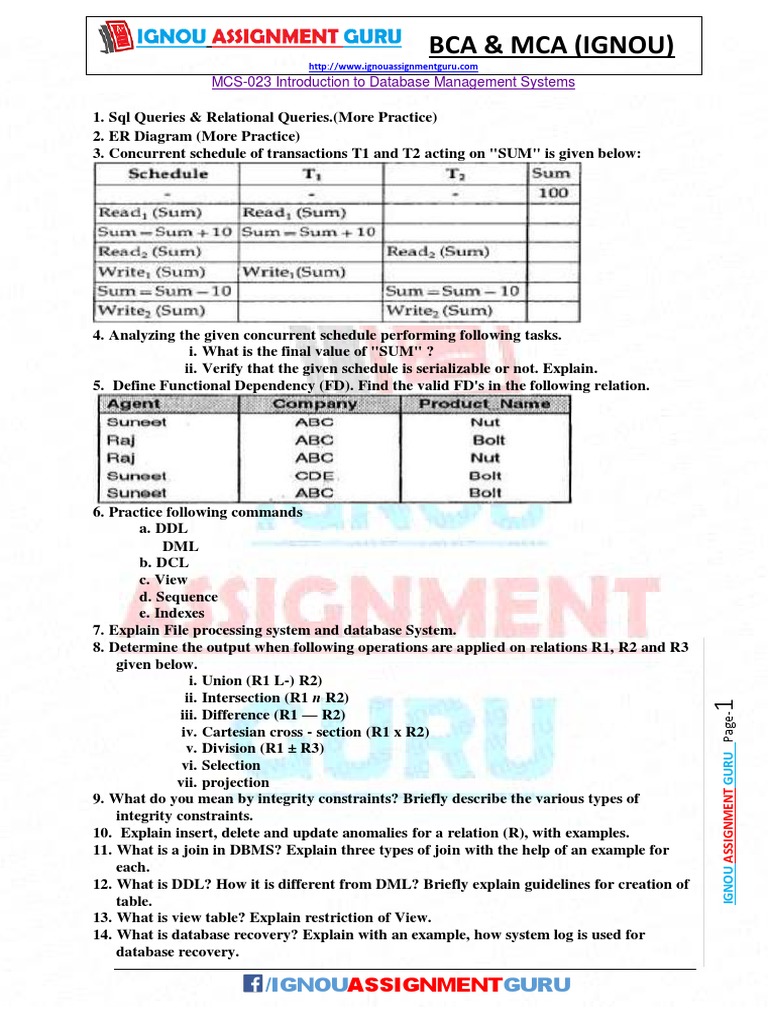 Mcs 023 IgnouAssignmentGuru | PDF | Database Index | Databases