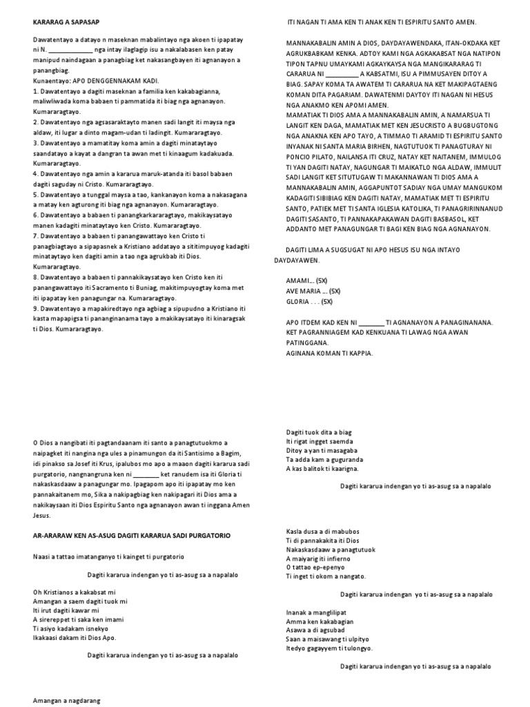 Kararag A Sapasap | PDF