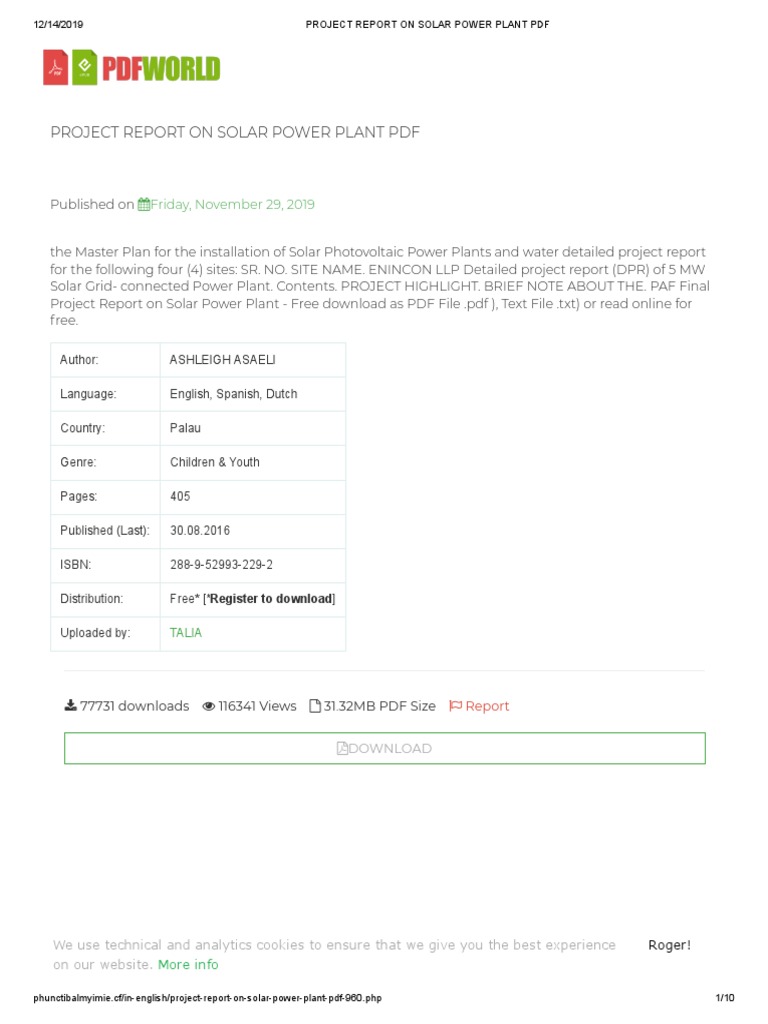 Project Report On Solar Power Plant PDF | PDF | Solar Power ...