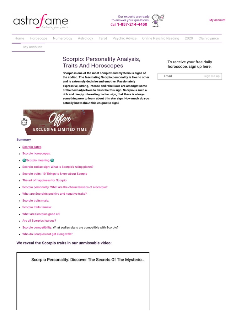 Scorpio - Personality Analysis and Traits | PDF | Astrological Sign ...