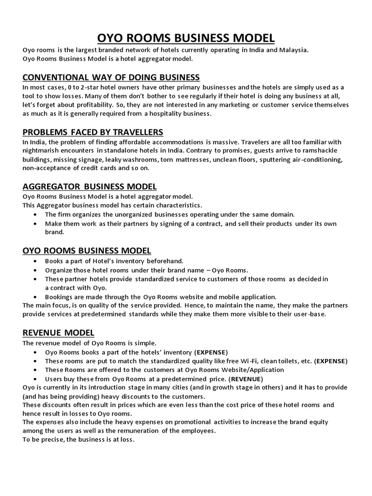 Oyo Business Model | PDF | Hotel | Business Model