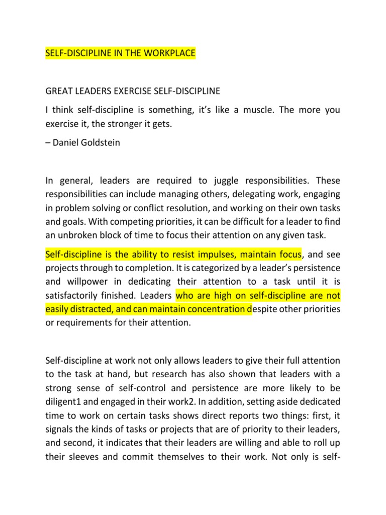 Self Discipline | PDF | Self Control | Self-Management