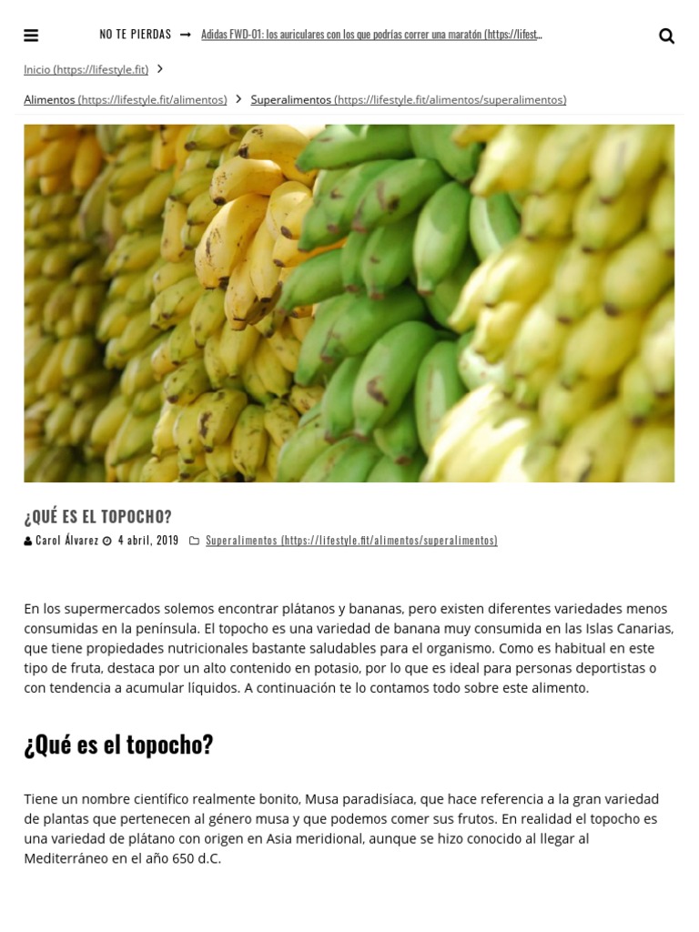 Topocho_ qué es, propiedades y beneficios _ LifeStyle | PDF | Plátano ...
