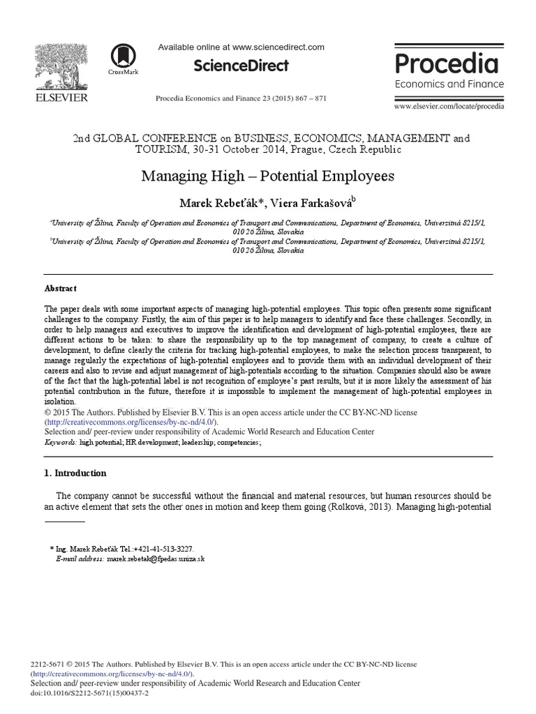 Managing High Potentials | PDF | Mentorship | Employment