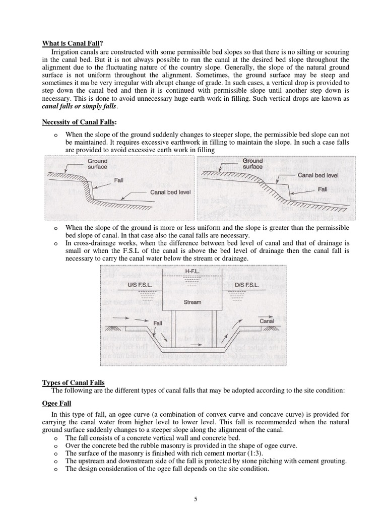 Canal Falls Types | PDF | Masonry | Slope