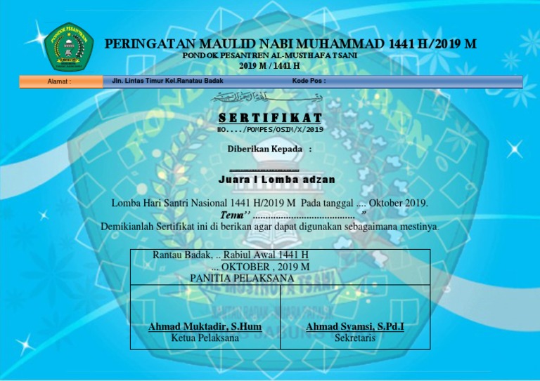 Blangko Piagam Pake Word | PDF