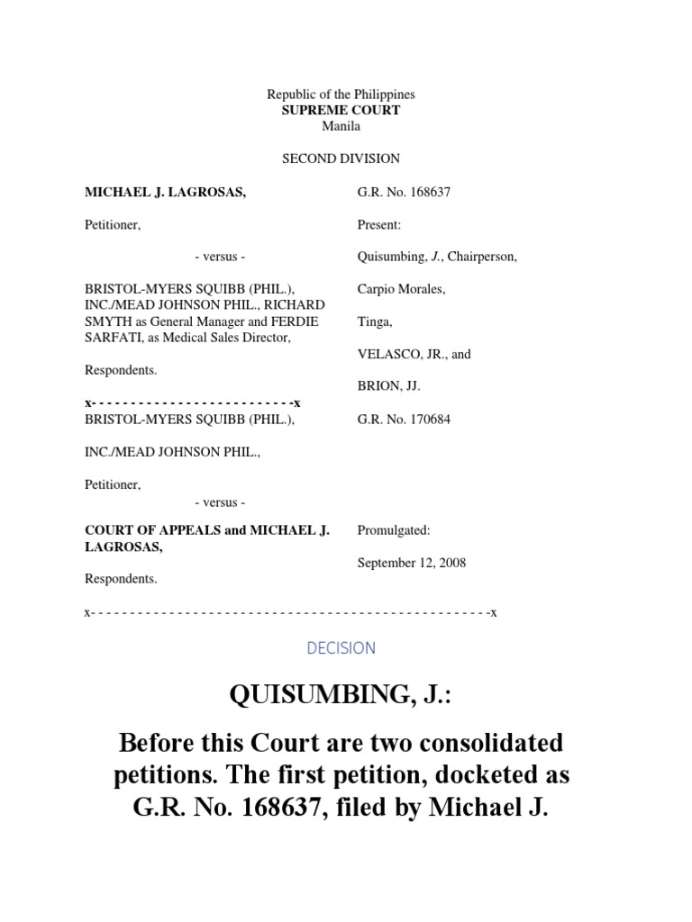 Lagrosas v. Bristol-Myers | PDF | Injunction | Judgment (Law)