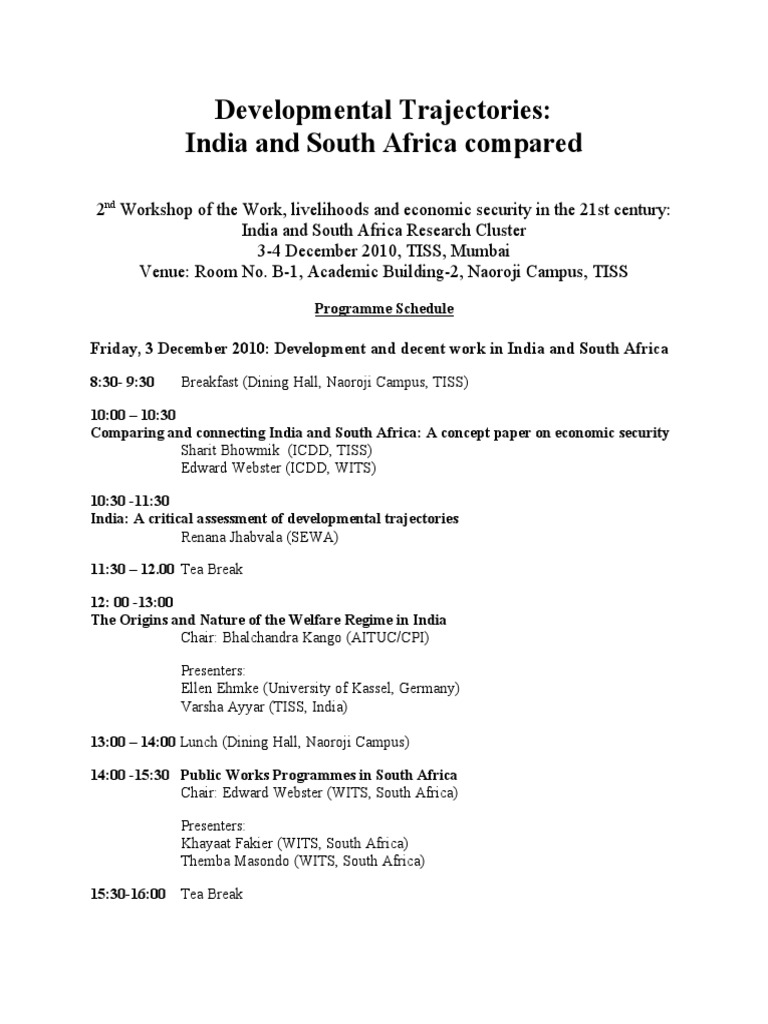 Programme Schedule ICDD Workshop 2010 | PDF | Food And Drink | Meal