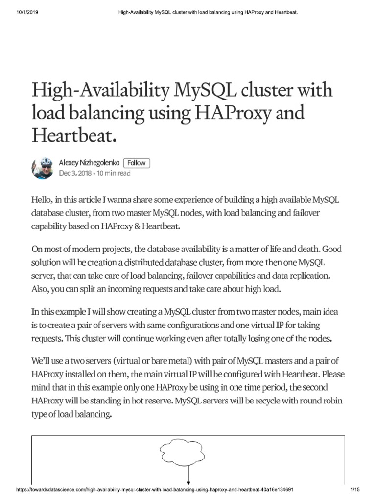 High-Availability MySQL Cluster With Load Balancing Using HAProxy and Heartbeat | PDF