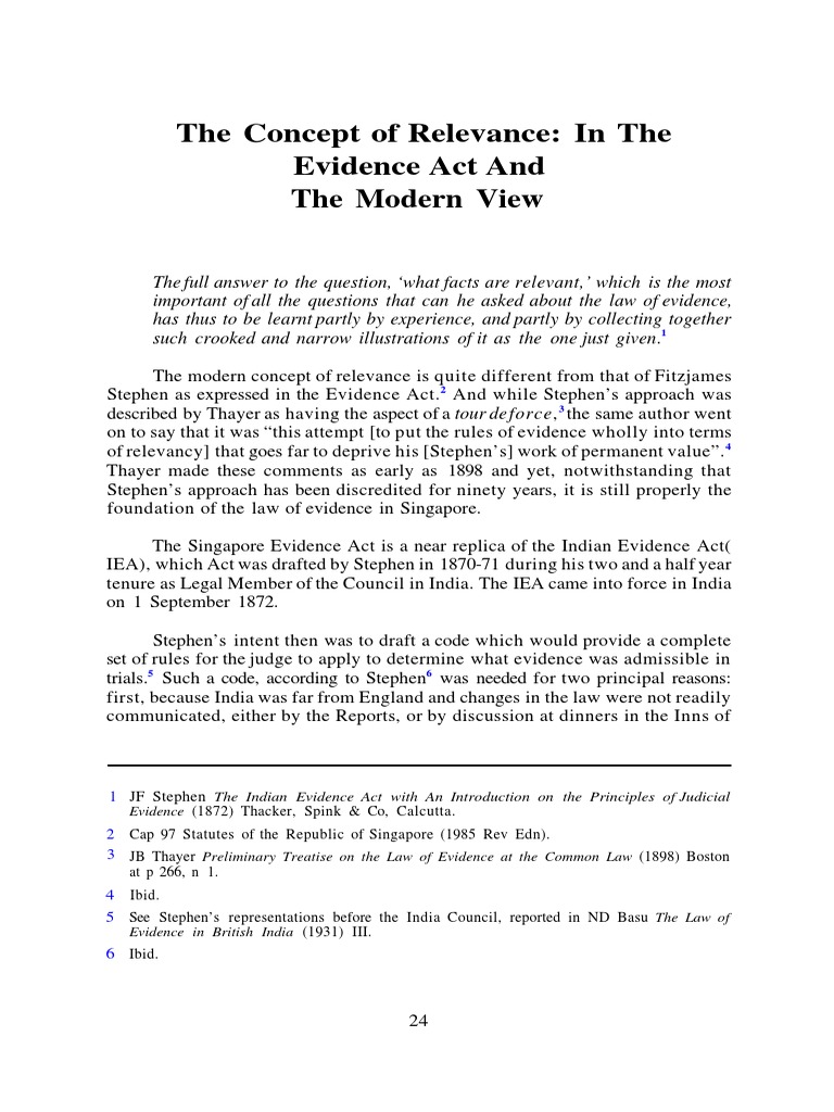 The Concept of Relevance (1990) - SingLRev - 3 | PDF | Relevance (Law ...