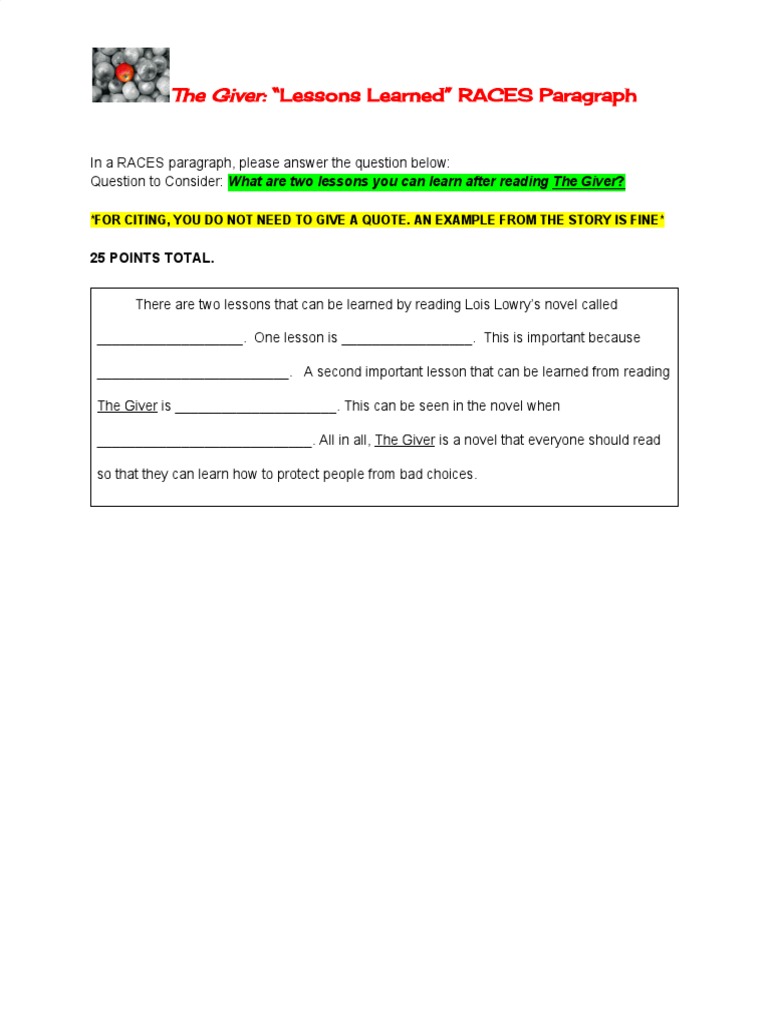 Lessons from The Giver Explained | PDF
