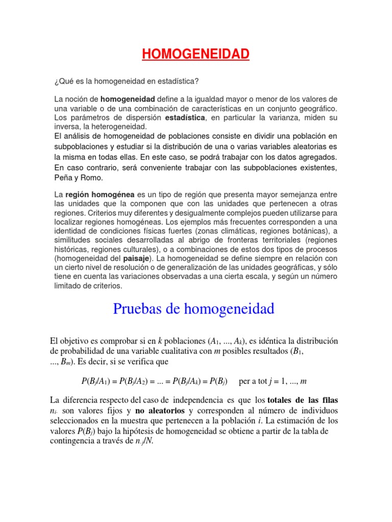 Qué Es La Homogeneidad en Estadística | PDF | Muestreo (Estadísticas ...