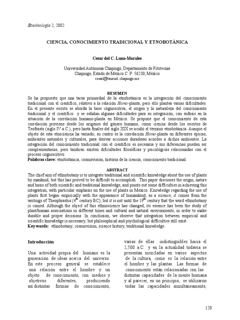 Ciencia, Conocimiento Tradicional y Etnobotánica | PDF | Mesoamérica ...