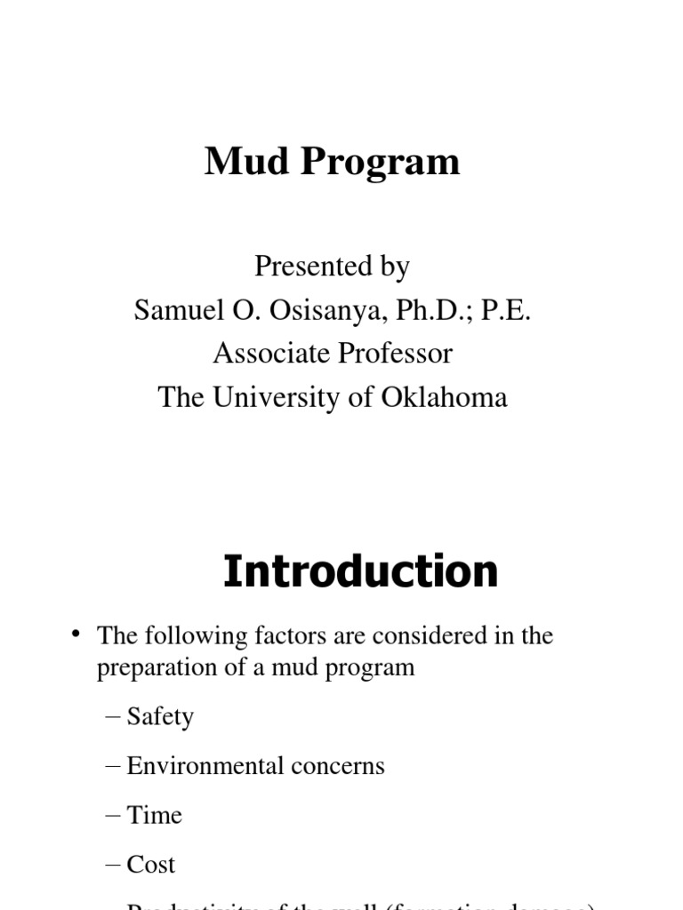 Comprehensive Mud Program Guide | PDF | Oil Well | Continuum Mechanics