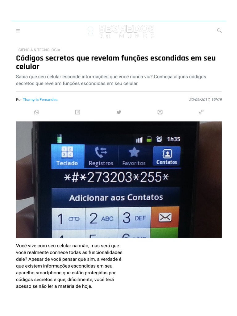 Códigos Secretos Que Revelam Funções Escondidas em Seu Celular | PDF ...
