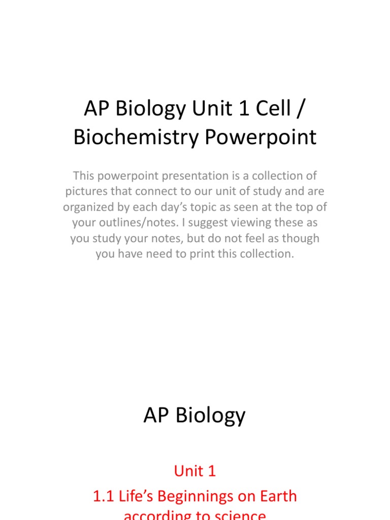 AP Biology Unit 1 Powerpoint Collection | PDF | Cell (Biology) | Cell ...