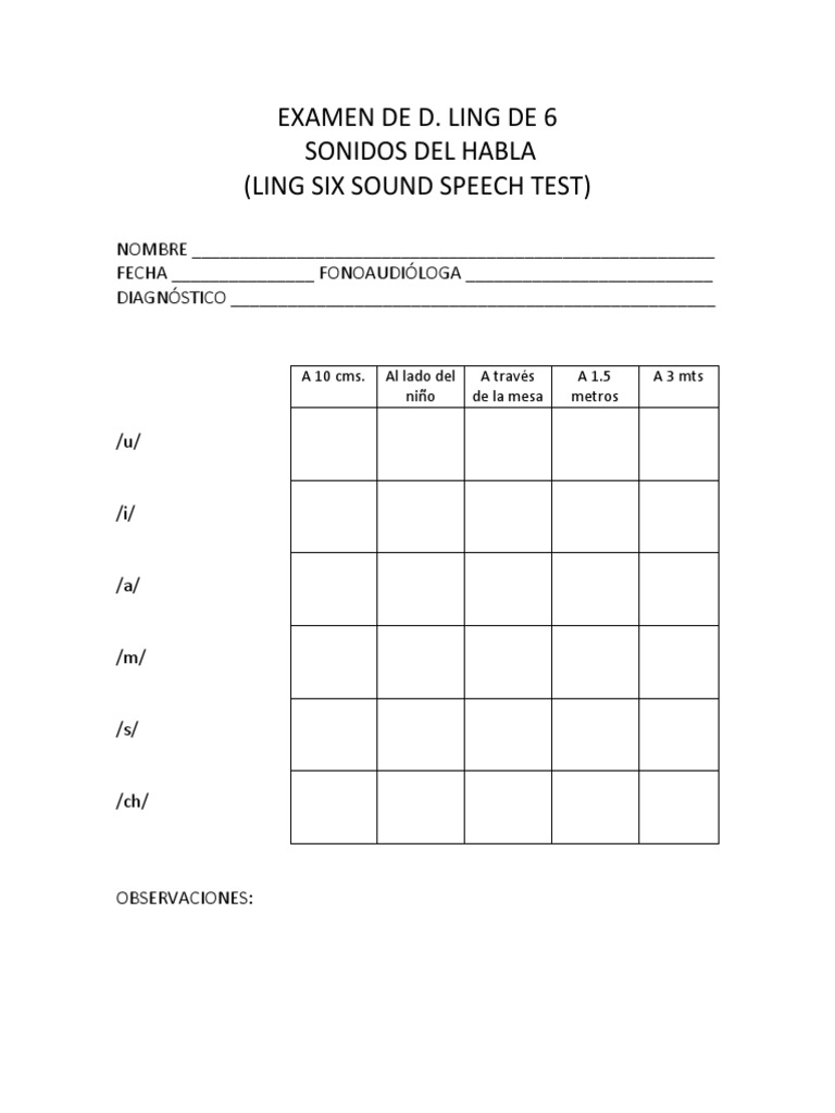 Hoja de Registro Test de Ling | PDF