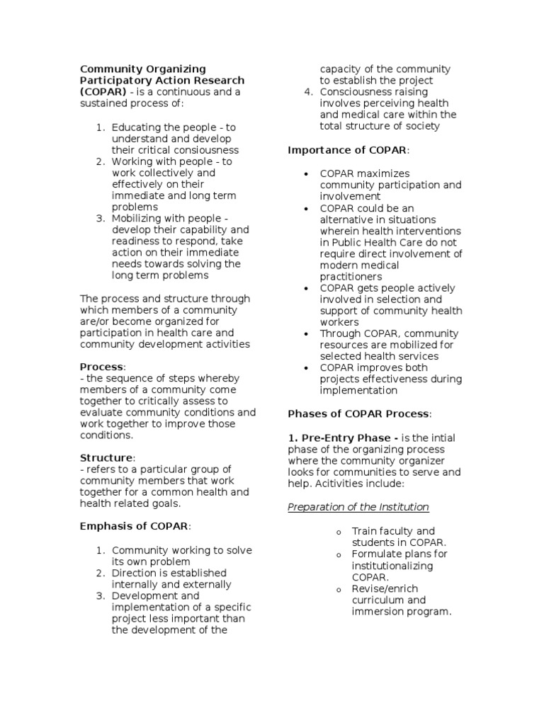 Community Organizing Participatory Action Research | PDF ...