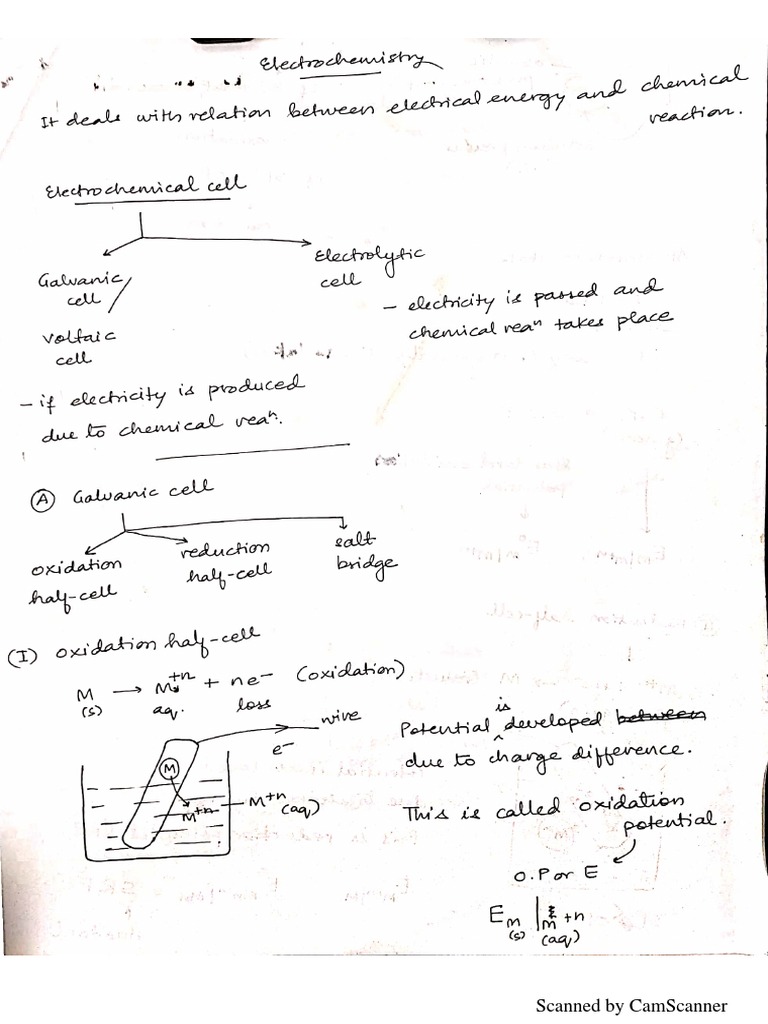 Electrochemistry - 1 Handwritten Notes | PDF