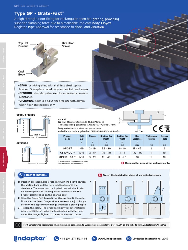 Type GF Grate-Fast by Lindapter 1242 | PDF | Galvanization | Screw